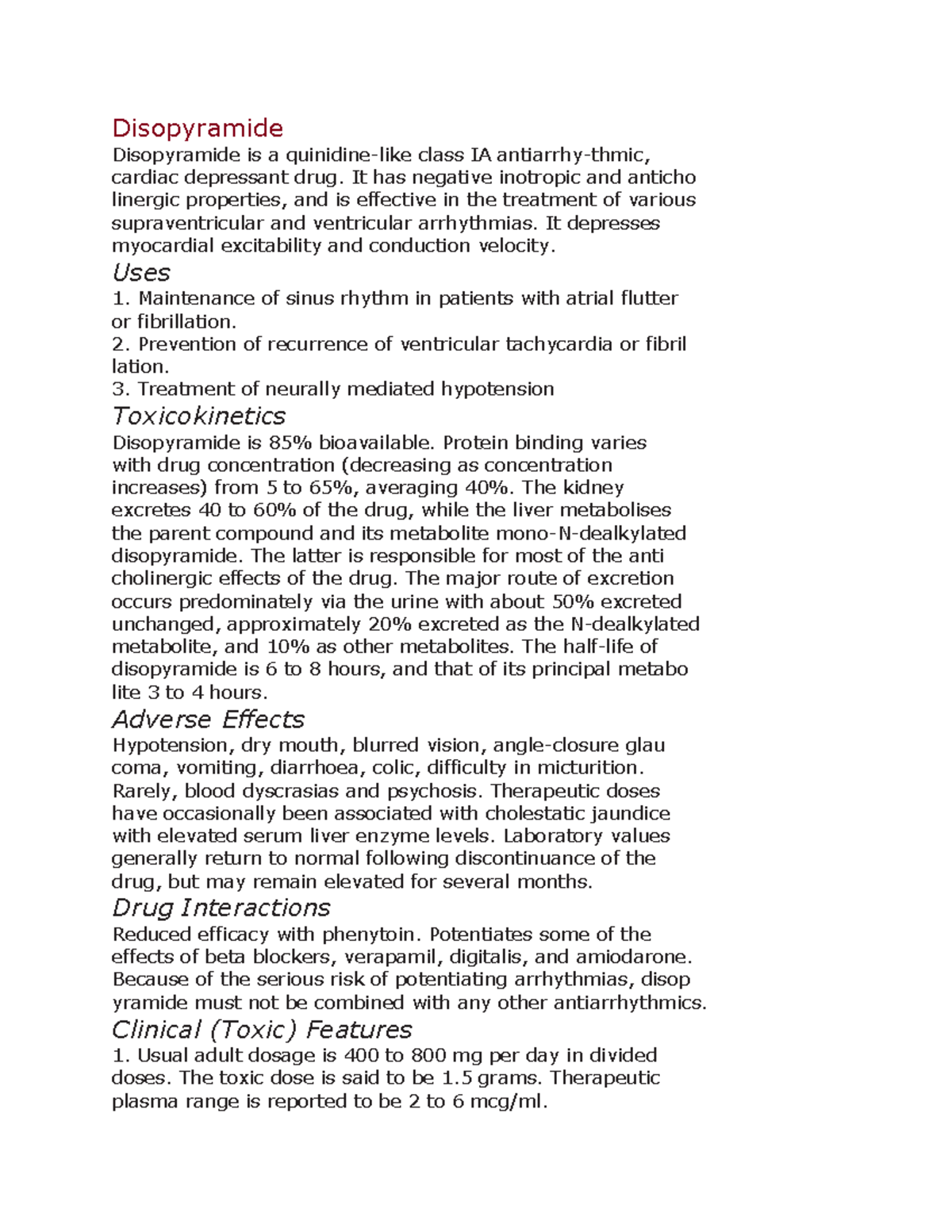 Disopyramide - Disopyramide Disopyramide is a quinidine-like class IA ...