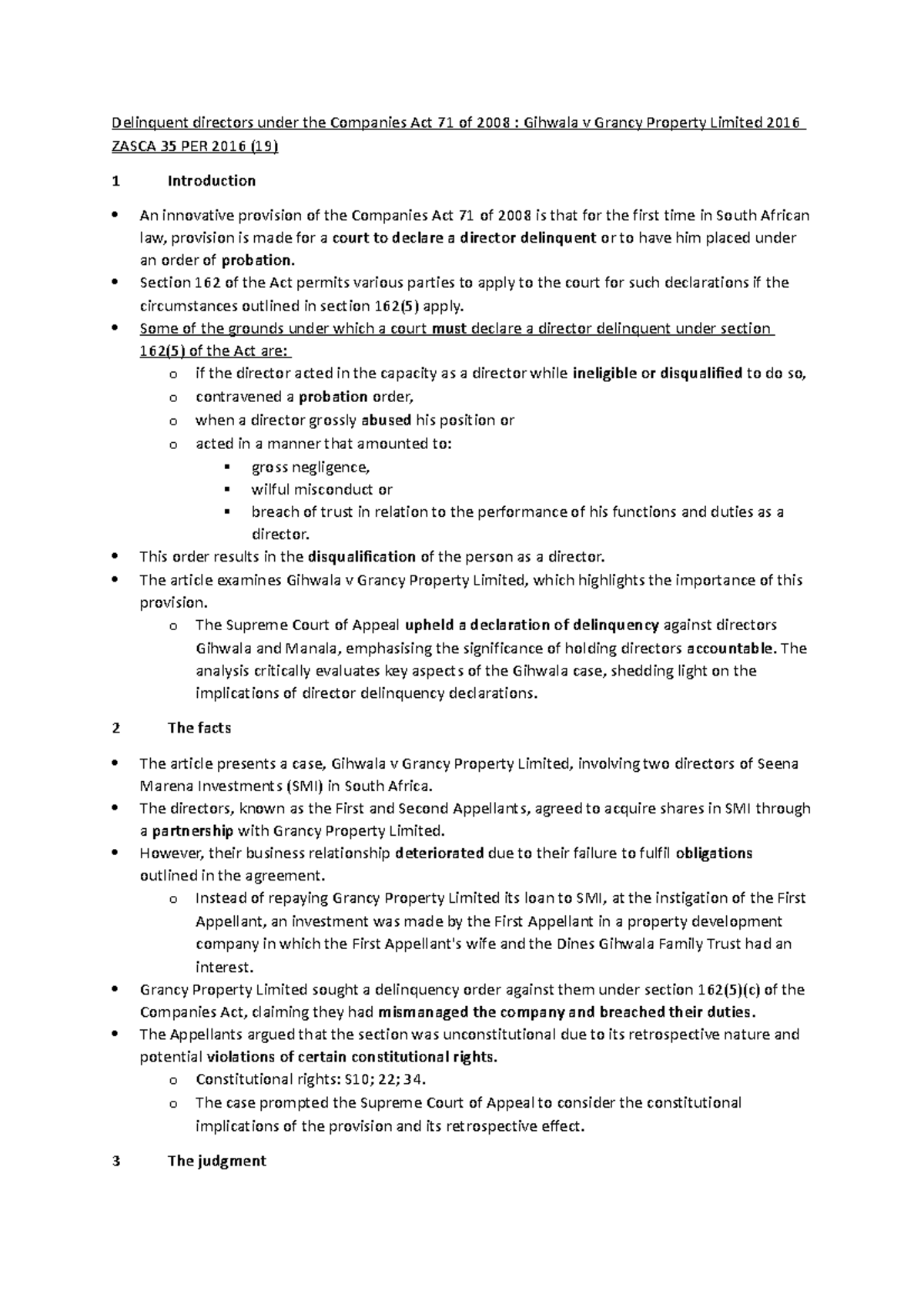 Delinquent directors under the Companies Act 71 of 2008 - Section 162 ...