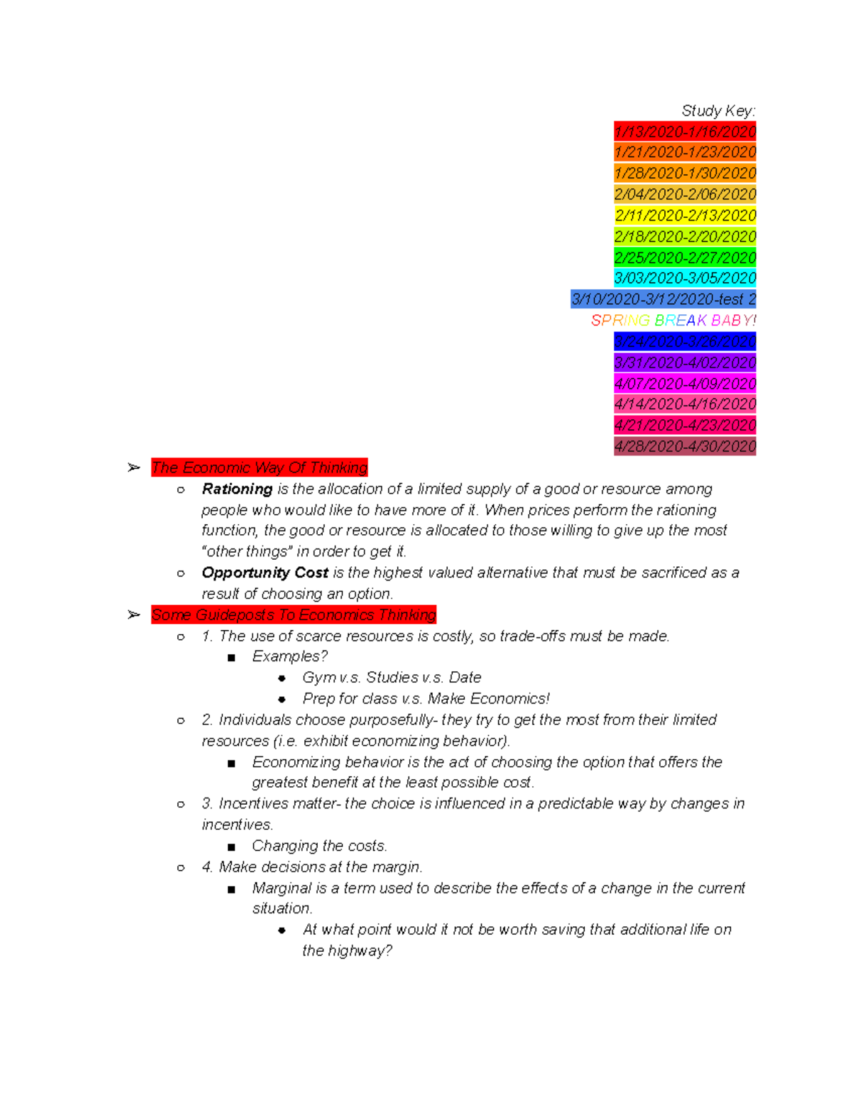 Macro-Economics Notes - Study Key: 1/13/2020-1/16/ 1/21/2020-1/23/ 1/28 ...