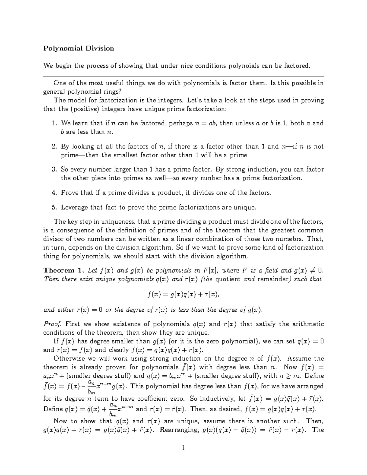 31 Polynomial Division Polynomial Division We Begin The Process Of