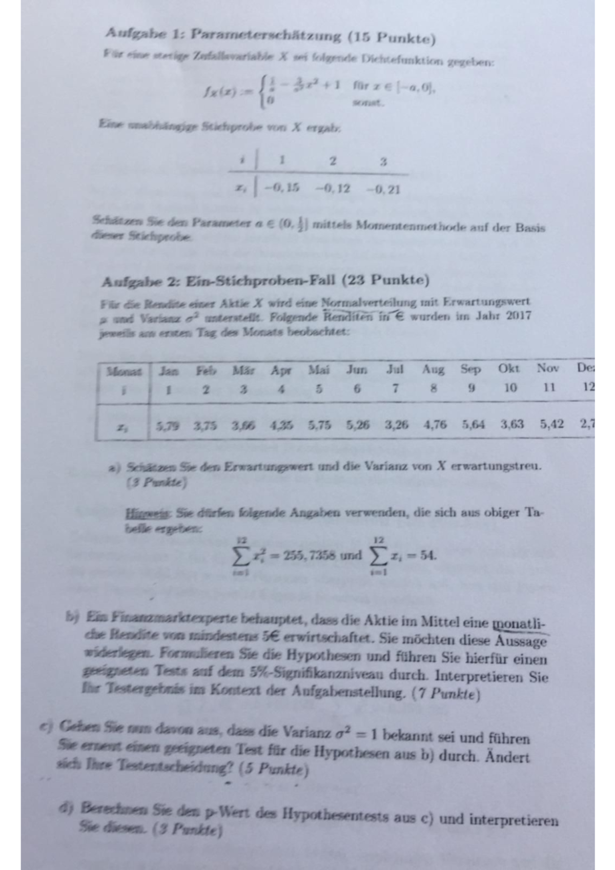 2018 1 - Übungsaufgaben - Statistik 1 - UHH - Studocu