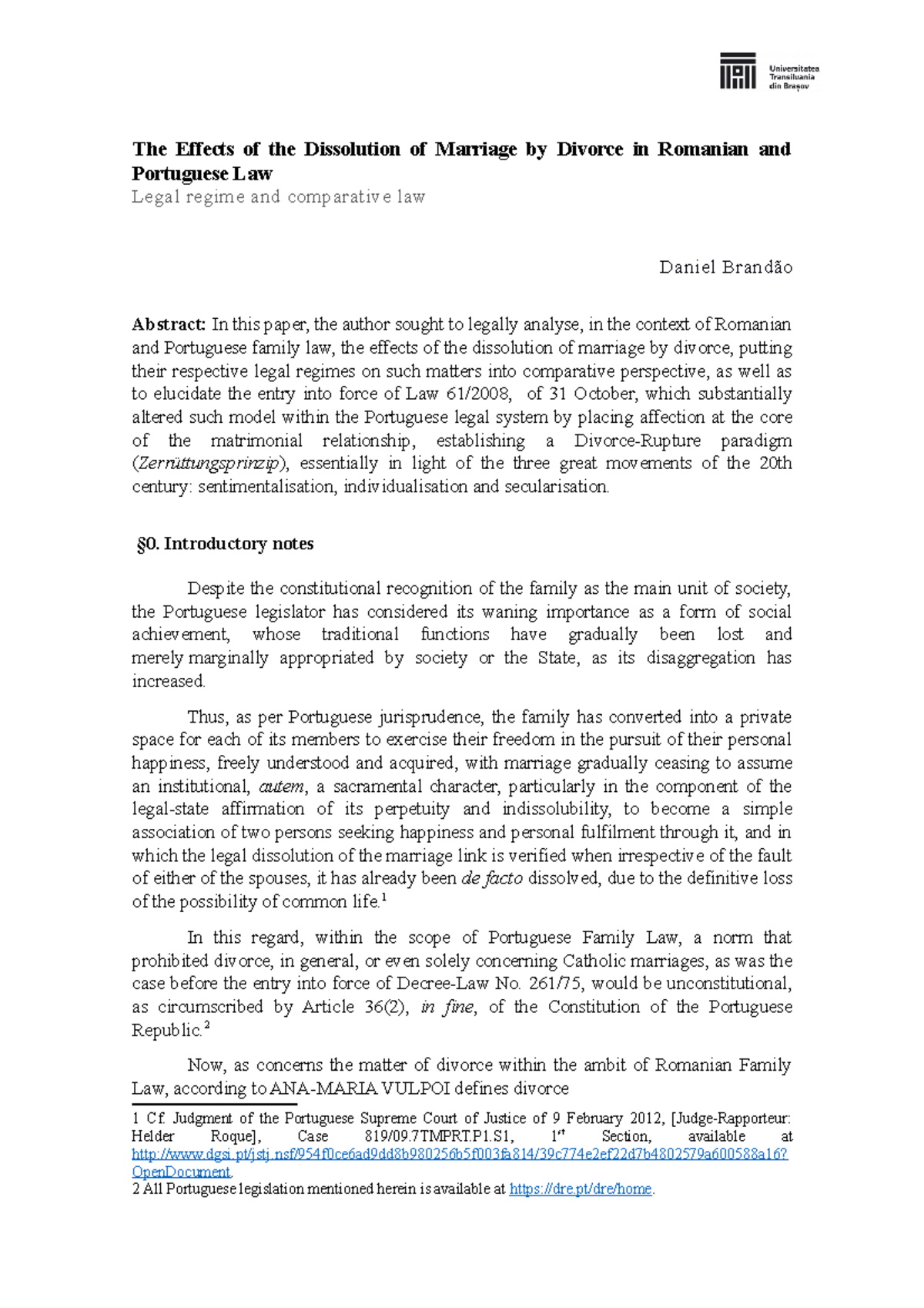 The Effects of the Dissolution of Marriage by Divorce in Romanian and ...
