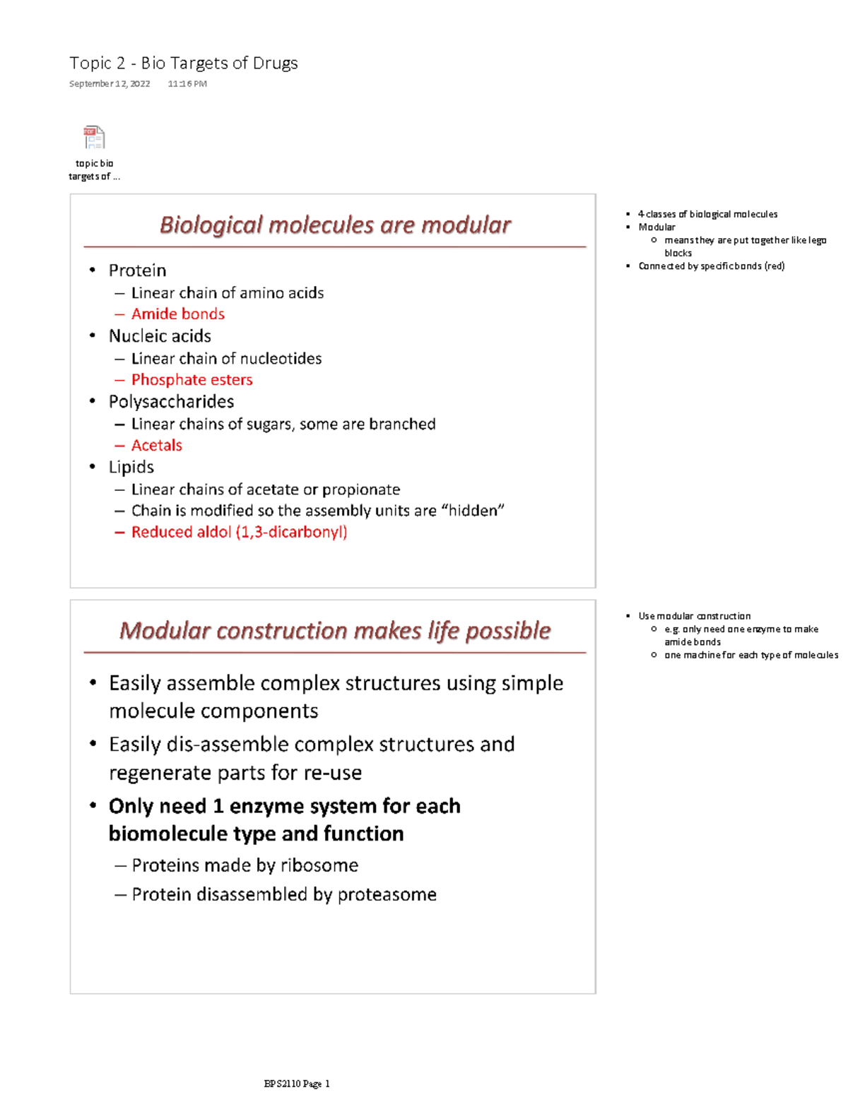 BPS2110 Topic 2 - Bio Targets of Drugs - Part 1 - topic bio targets of ...