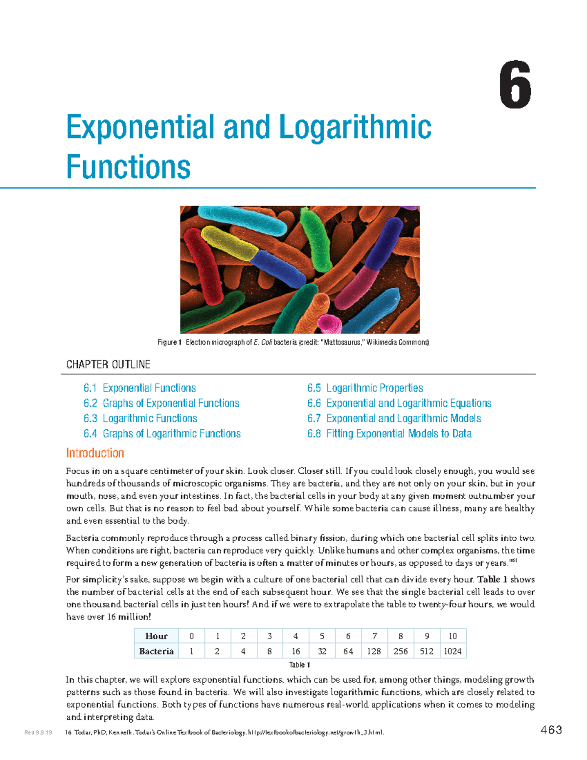 Exponential and logarithmic functions - 6 ####### 4 6 3 Figure 1 Electron micrograph of E. Coli ...