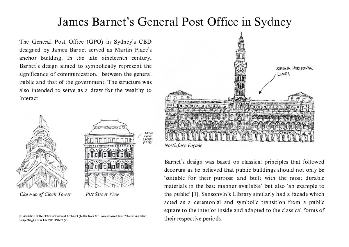 BENV1015 - Assignment 3 - James Barnet’s General Post Office in Sydney ...