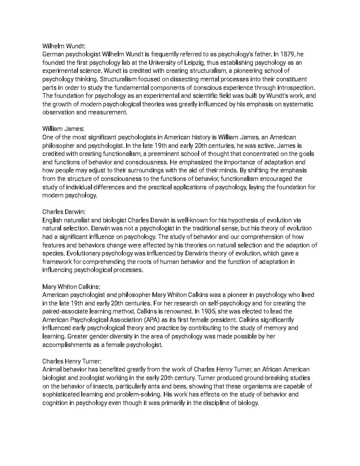 Ch. 1 Historical Influence Worksheet (SLO#2) - Wilhelm Wundt: German ...