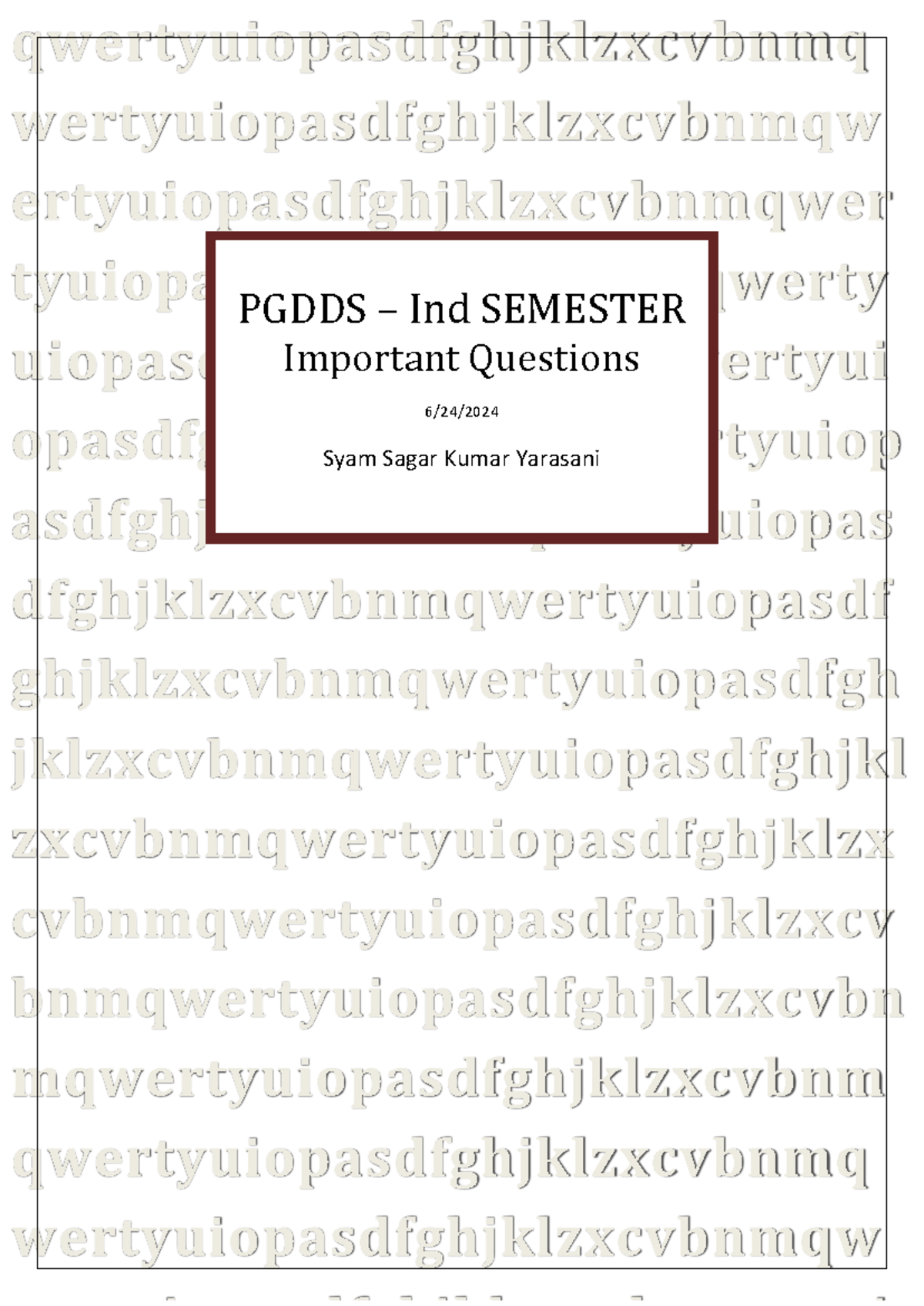 Pgdds Semester II - Important Question PDF - qwertyuiopasdfghjklzxcvbnmq ...