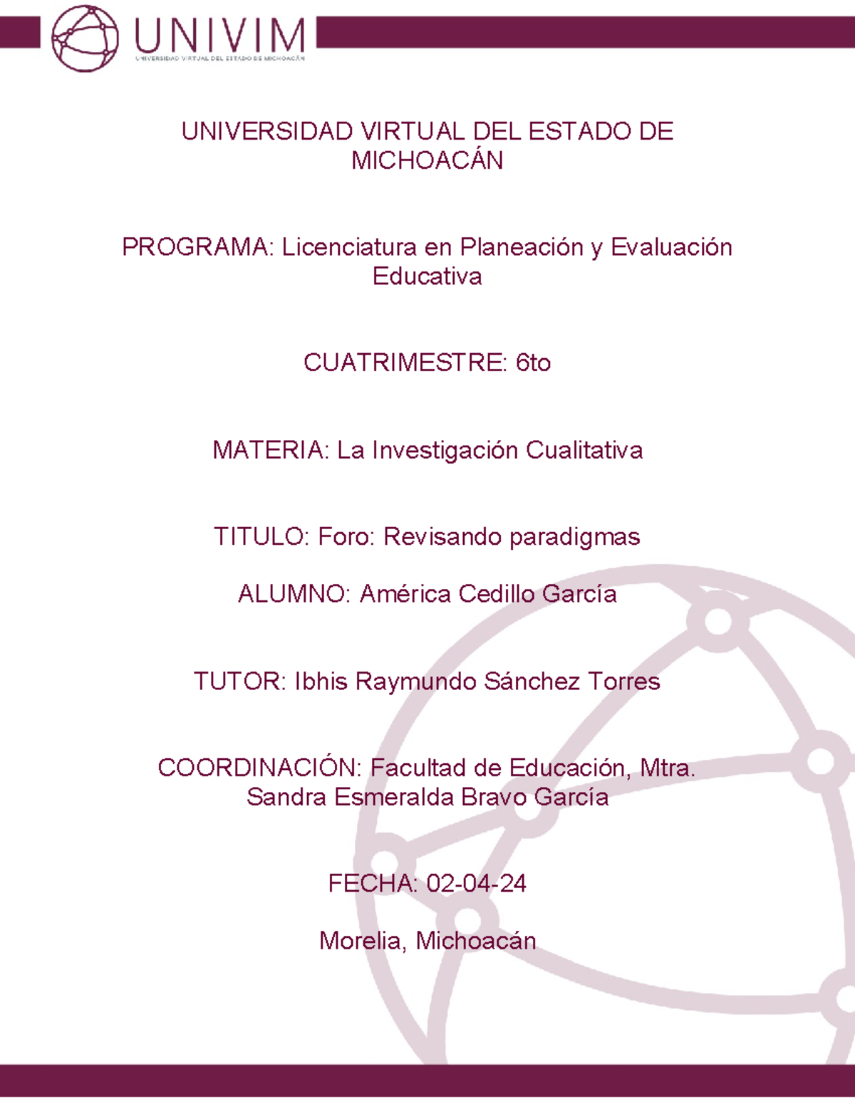 ACedillo Foro Revisando Paradigmas - UNIVERSIDAD VIRTUAL DEL ESTADO DE ...