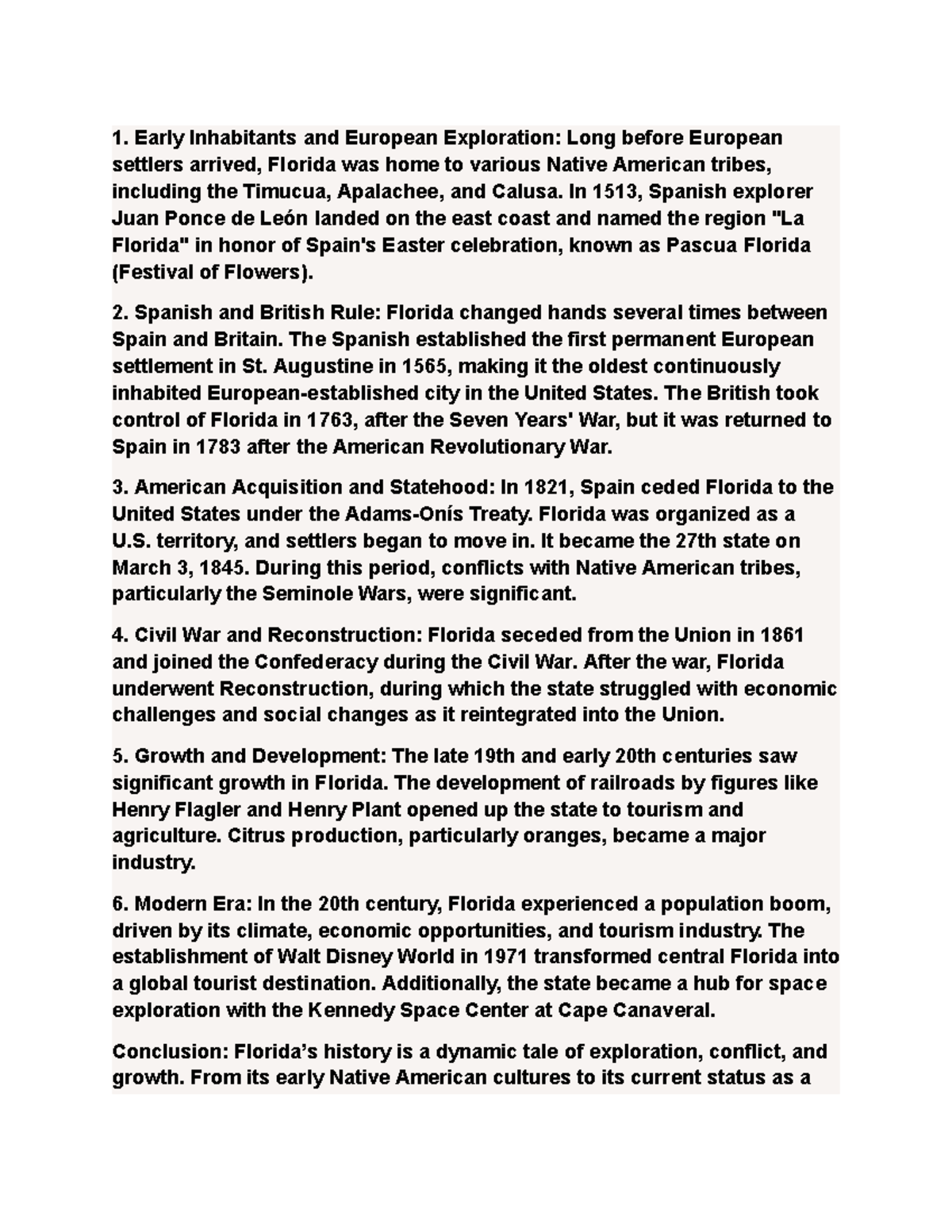 Florida History - Early Inhabitants and European Exploration: Long ...