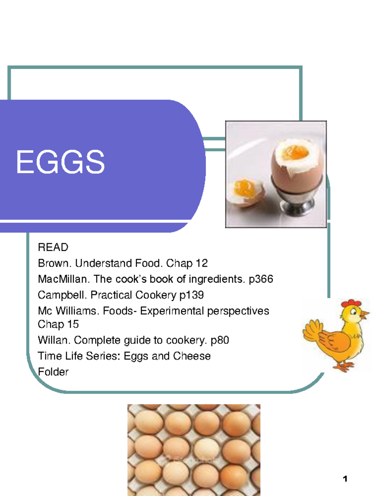 EGGS summary notes - EGGS READ Brown. Understand Food. Chap 12 ...