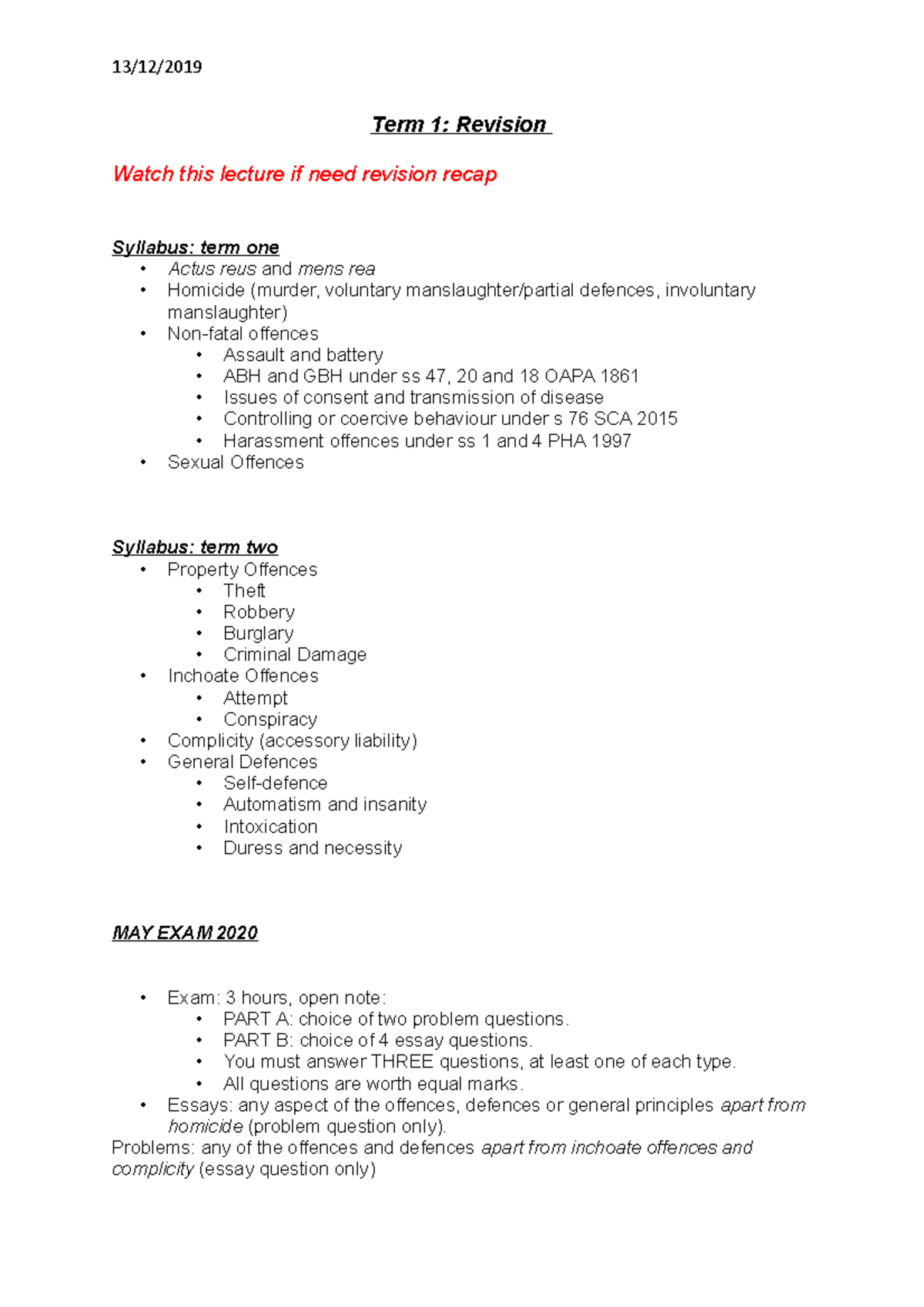 Term 1 Revision - Term 1: Revision Watch this lecture if need revision ...