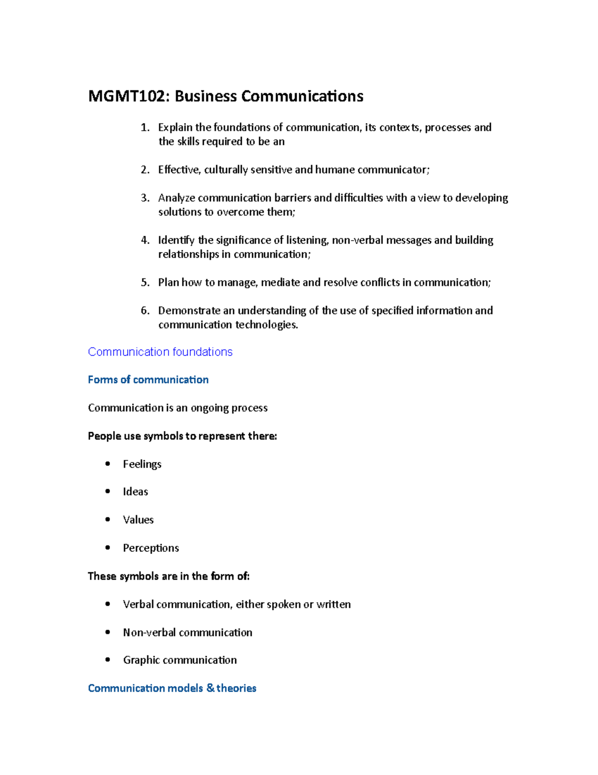a few important notes - Lecture notes, lectures 1 - 3 - a few important ...