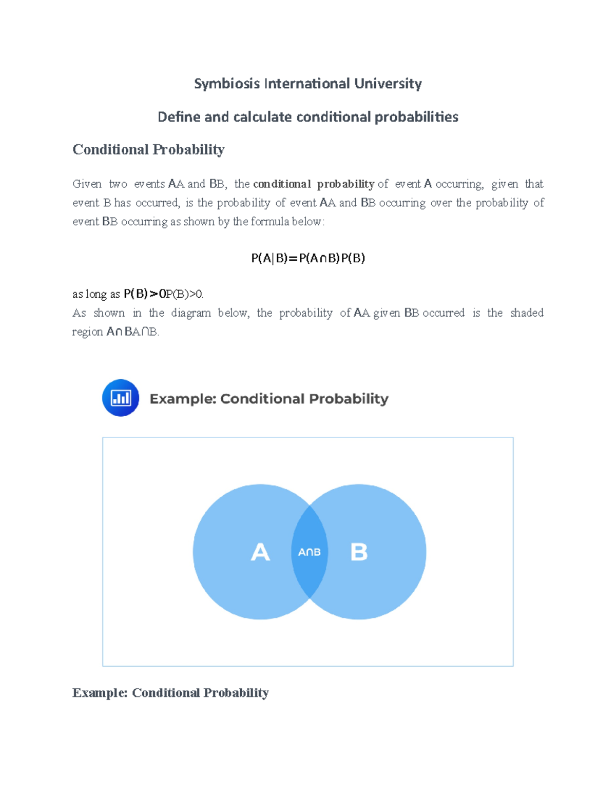 Reading 2 Define and calculate conditional probabilities - Symbiosis ... Reading 2 Define and calculate conditional probabilities - Symbiosis ...