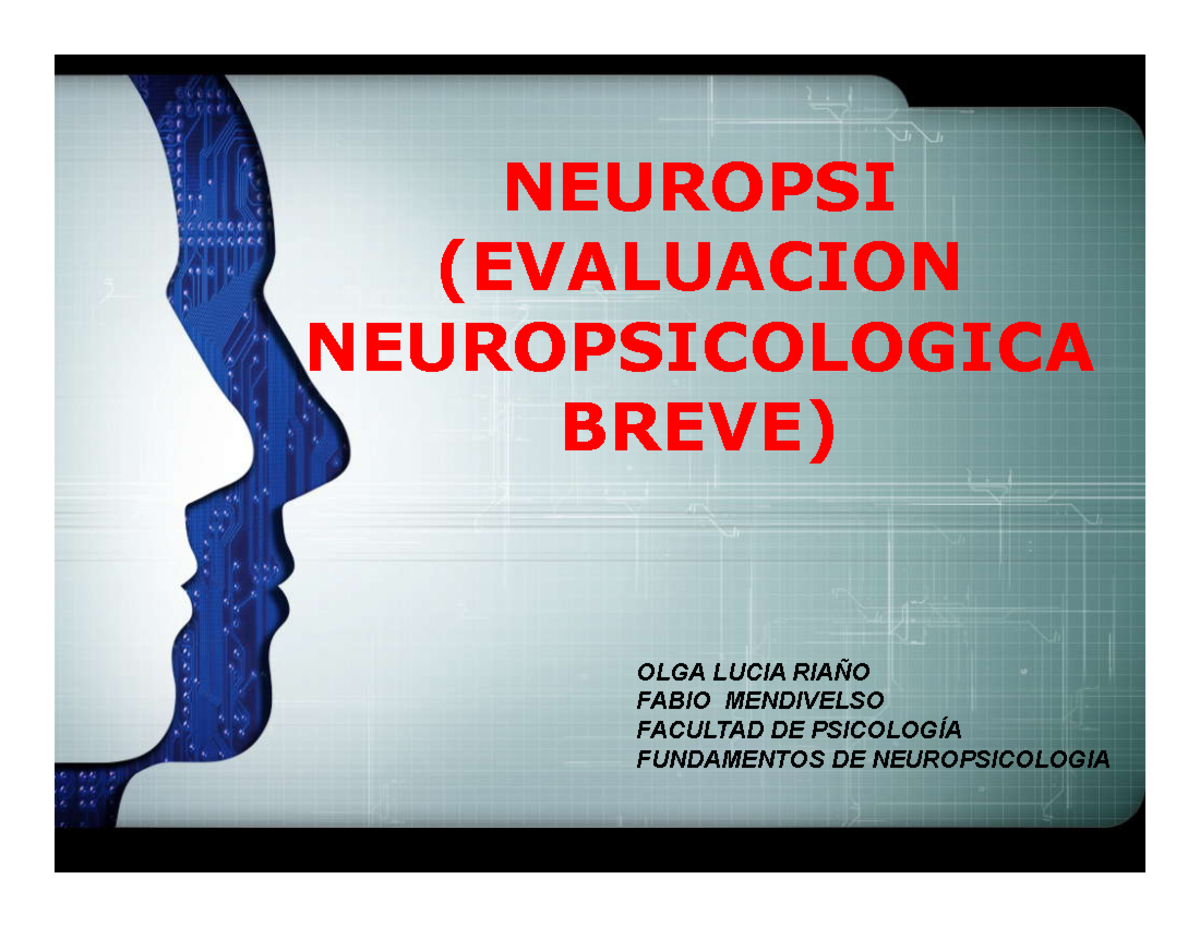 Lectura 13 - Test Neuropsi - LOGO NEUROPSI (EVALUACION NEUROPSICOLOGICA ...