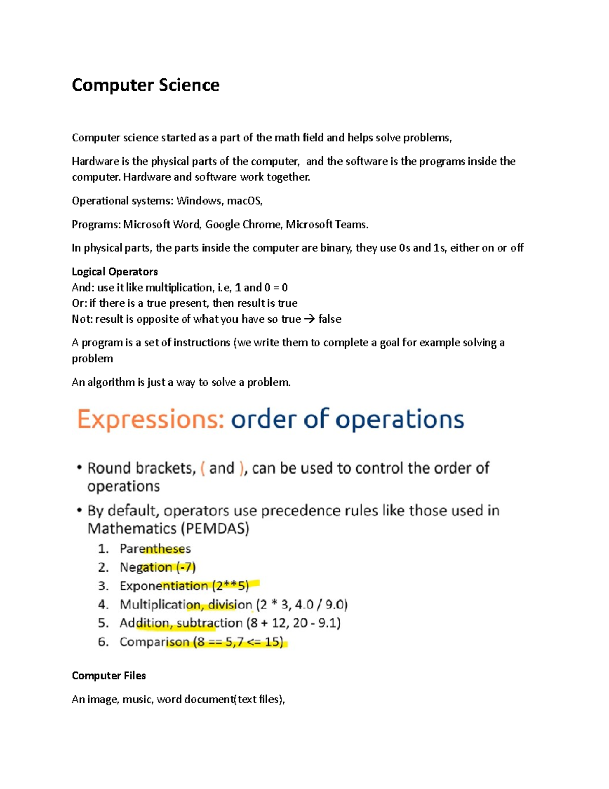 All lectures until midterm - Computer Science Computer science started ...