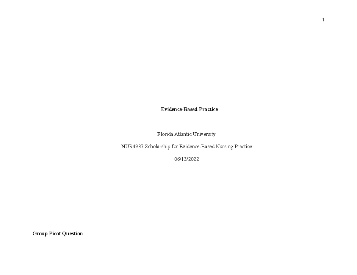 Evidence based practice table - Evidence-Based Practice Florida ...