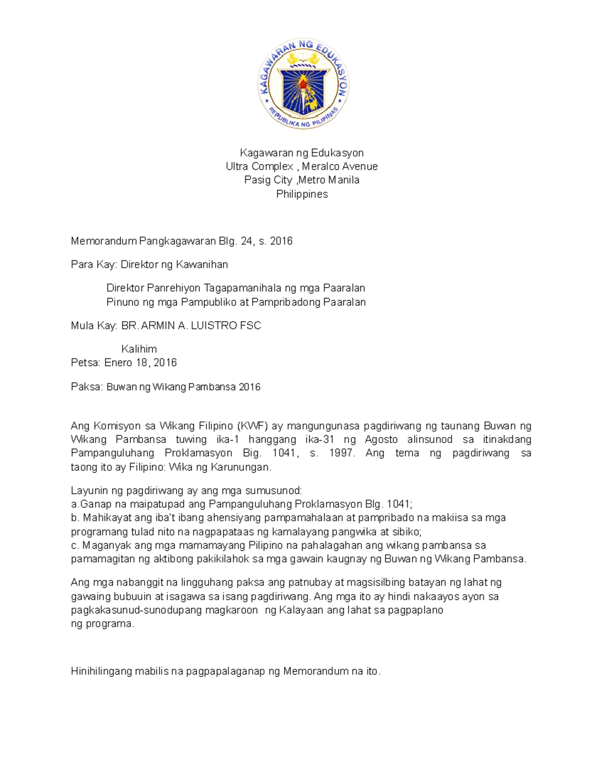 lesson for gr 12 - Kagawaran ng Edukasyon Ultra Complex , Meralco ...