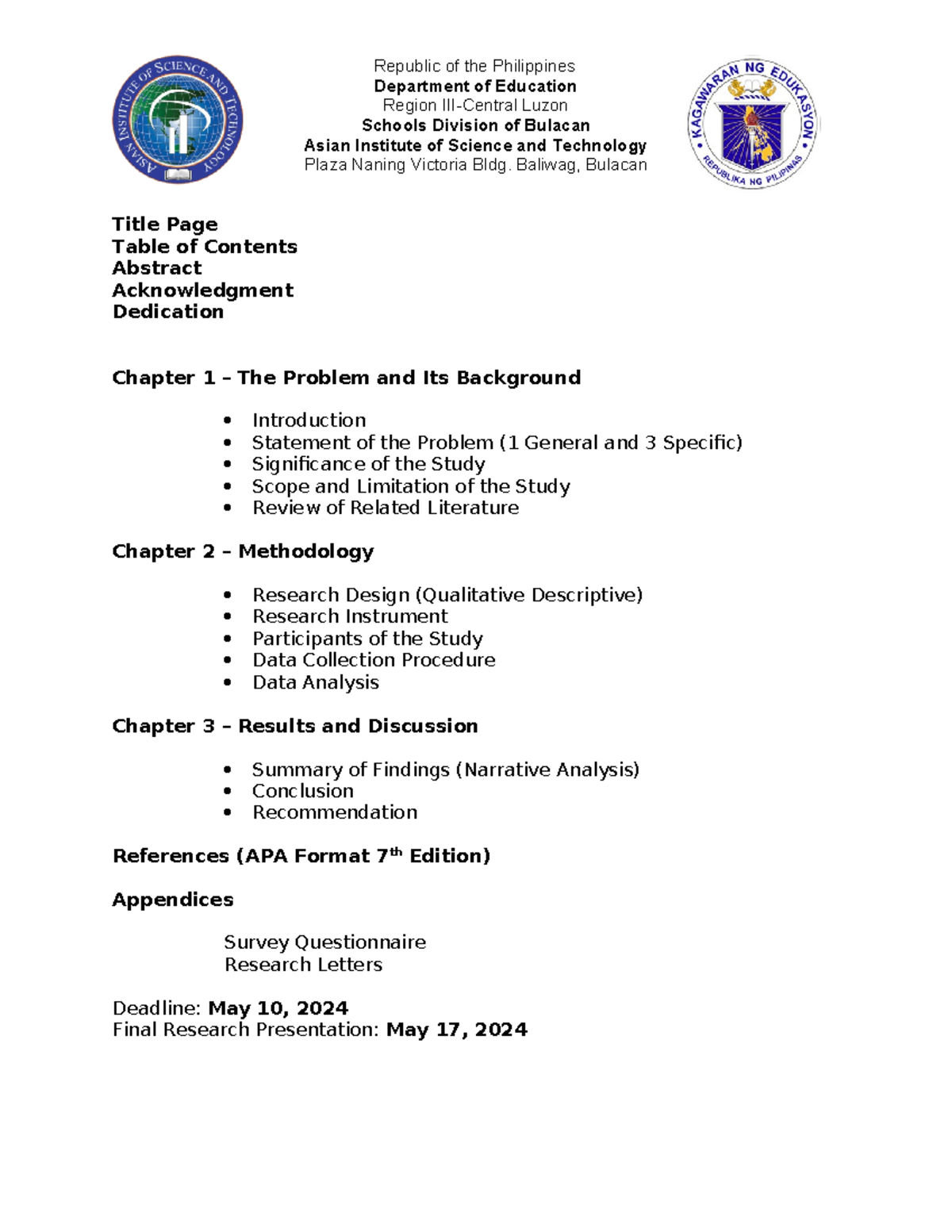 Research-Paper-Guidelines - Republic of the Philippines Department of ...