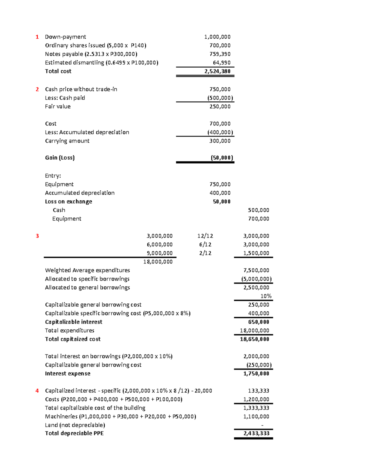 ACC 100 LE 3 solution - 1 Down-payment 1,000, Ordinary shares issued ...