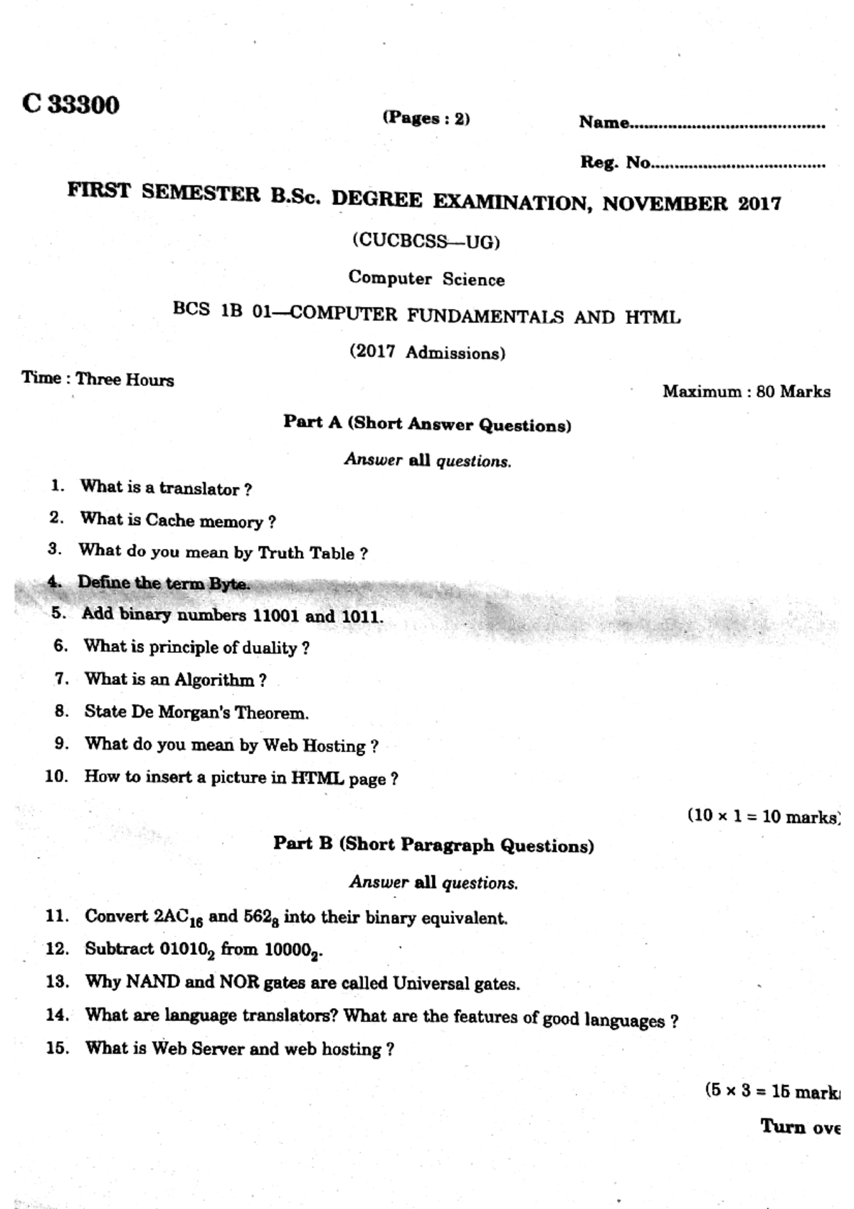 Sem 1 Computer Fundamatals AND HTML Notes and question paper - Bachelor ...