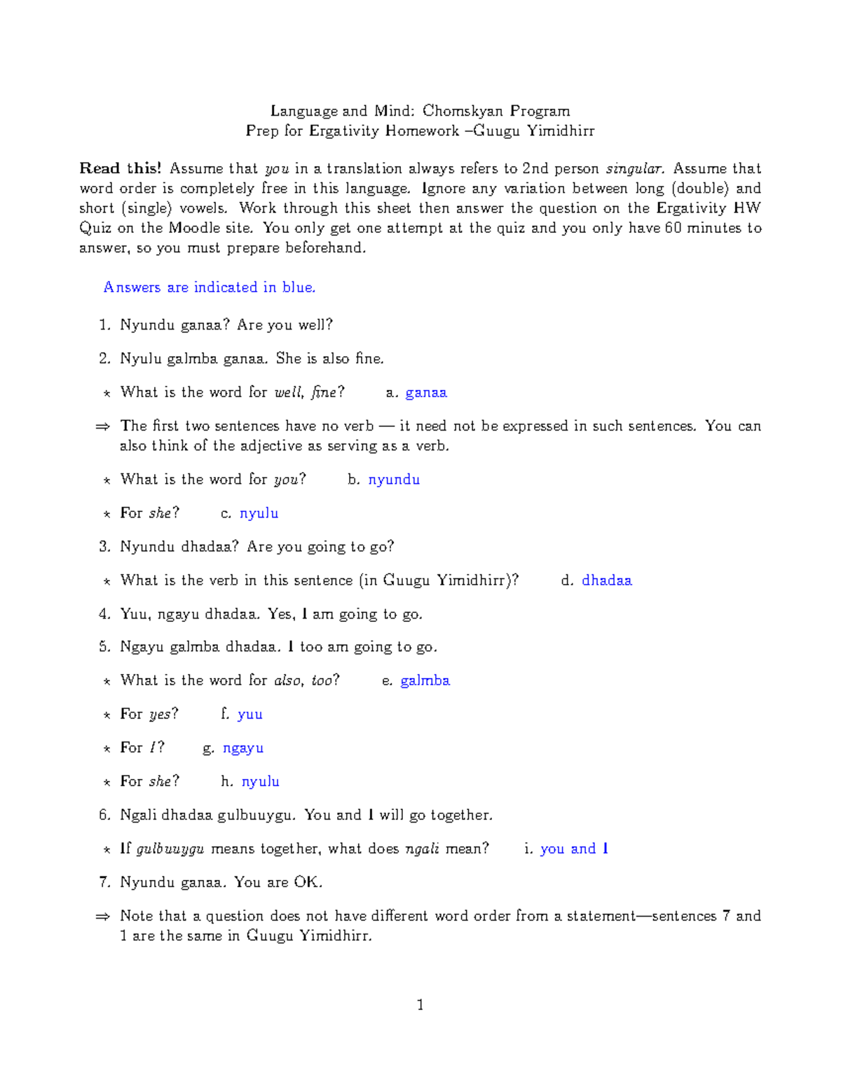 Ergativity Prepsheet Solution - Language and Mind: Chomskyan Program ...