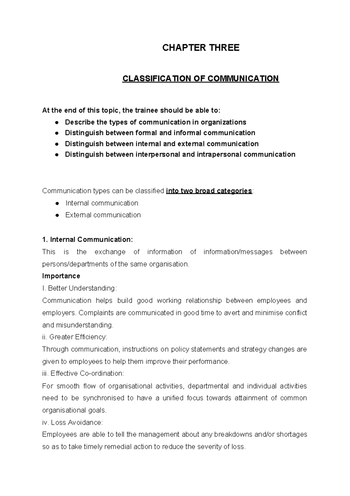 Comms 2024 - class notes for study - CHAPTER THREE CLASSIFICATION OF ...