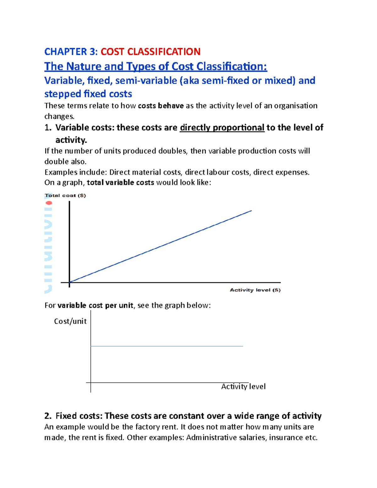 Chapter 3 - Notes January 2023 Intake - CHAPTER 3: COST CLASSIFICATION ...