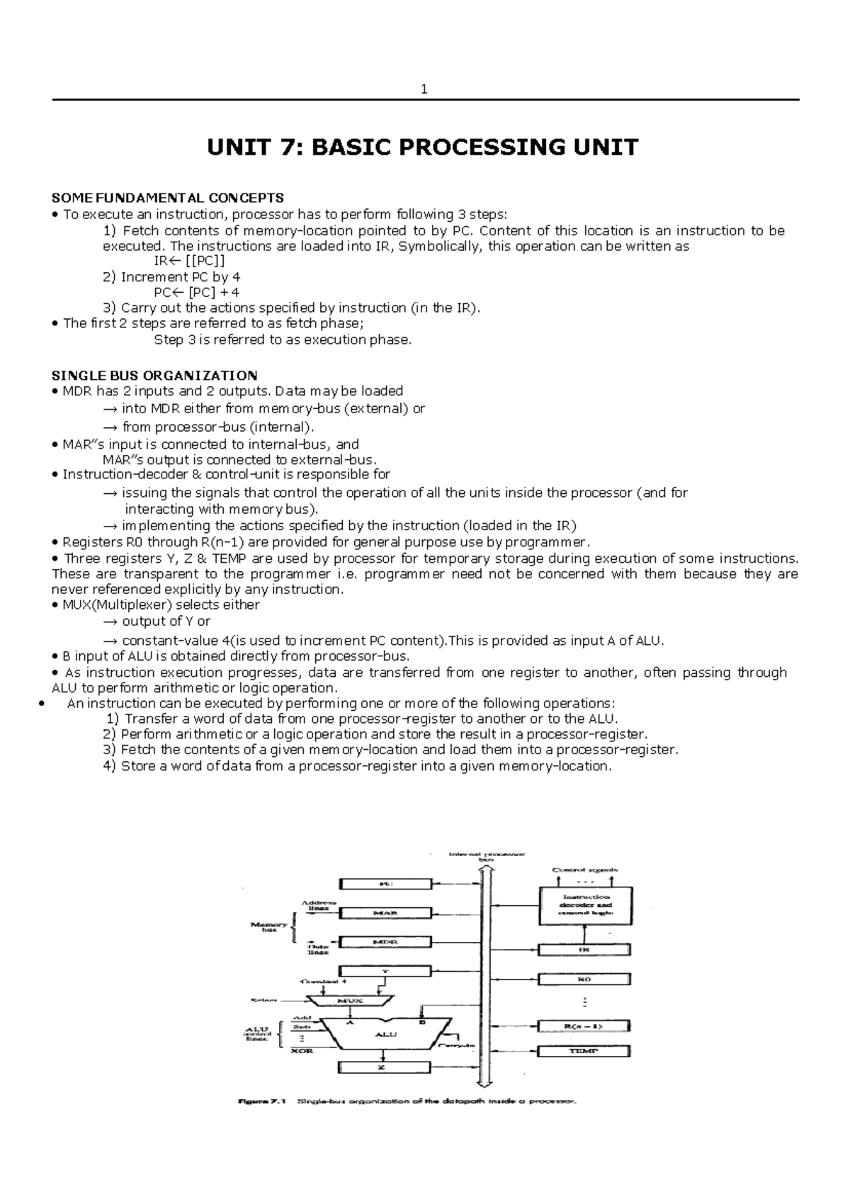 Co 3 Unit Computer Organization 1 Unit 7 Basic Processing Unit