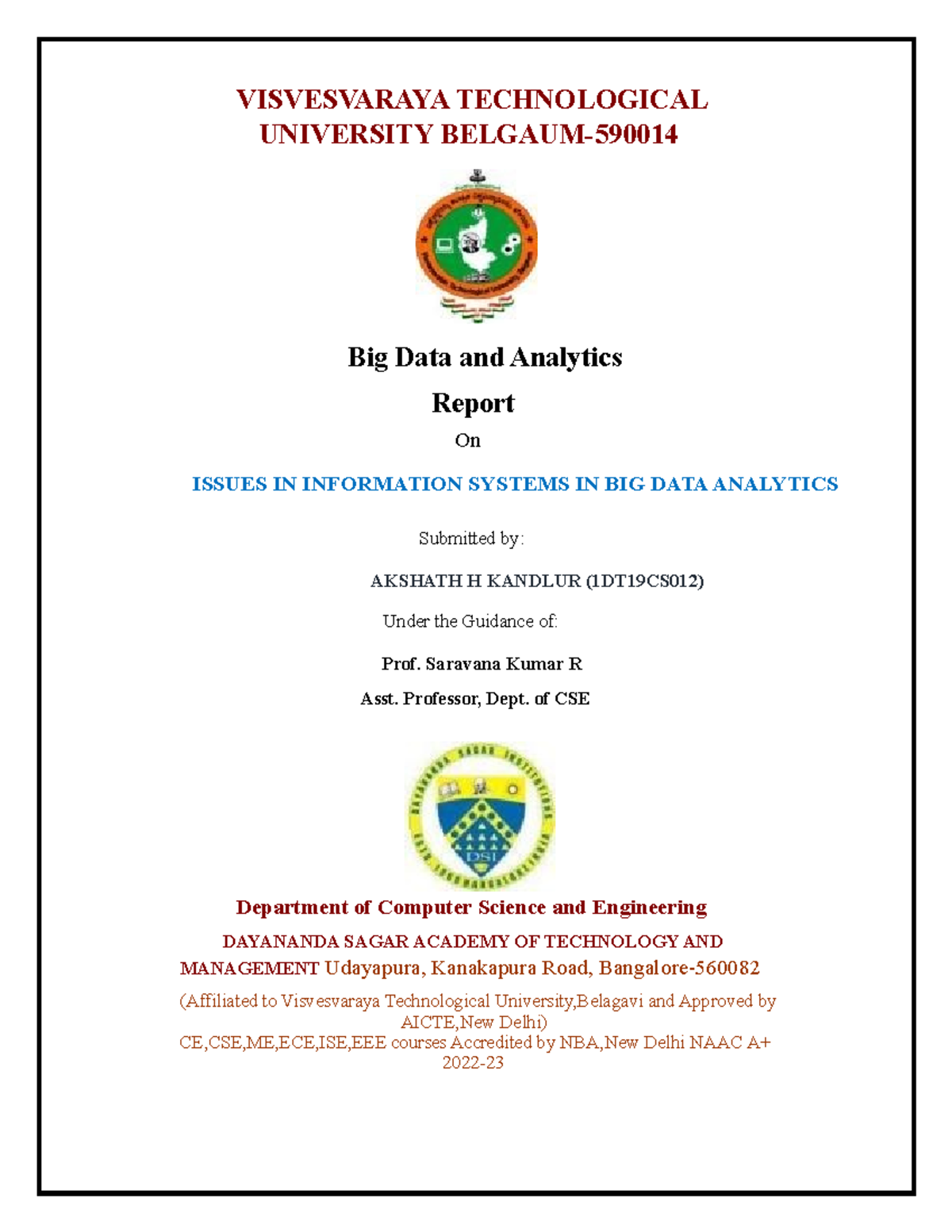 BDA report - lecture - VISVESVARAYA TECHNOLOGICAL UNIVERSITY BELGAUM ...