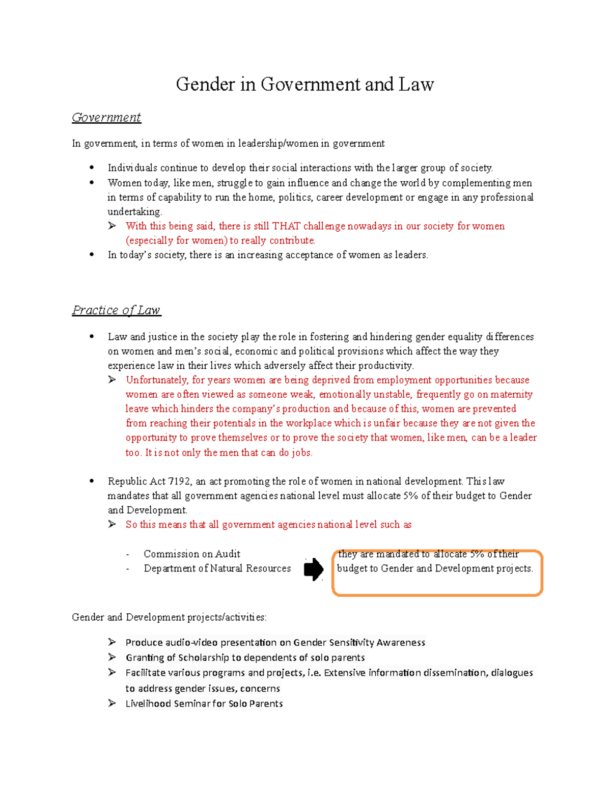 Gender in Government and Law - Gender in Government and Law Government ...