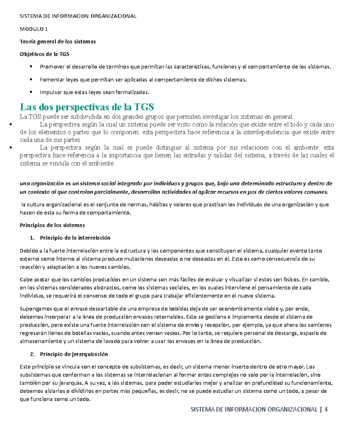 Sistema DE Informacion Organizacional - SISTEMA DE INFORMACION ORGANIZACIONAL MODULO 1 Teoría ...