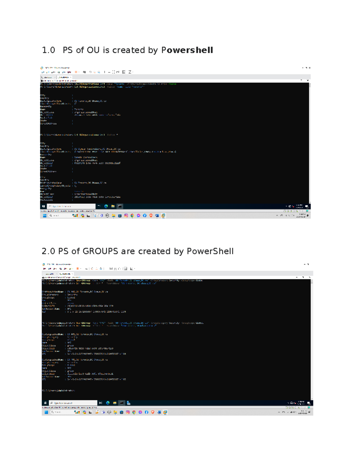 Lab 2 - Go throught it will help - 1 PS of OU is created by Powershell ...