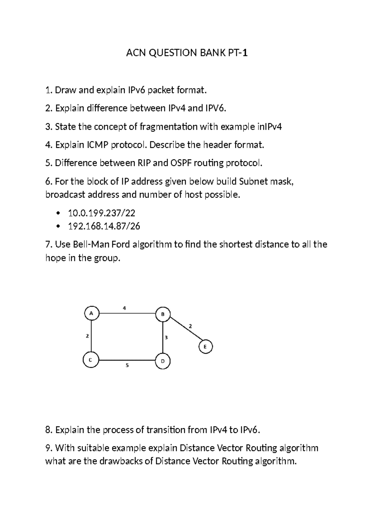 ACN Question Bank PT-1 - ACN - ACN QUESTION BANK PT- Draw and explain ...