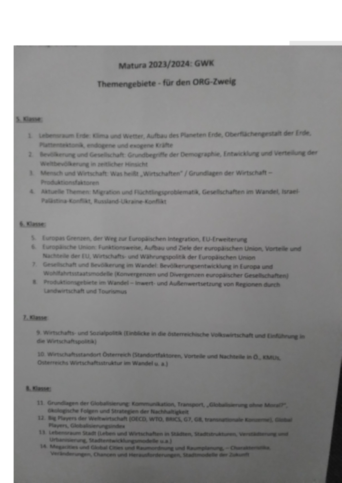 Geografie und Wirtschaftskunde Maturastoff Zusammenfassung 2023/24 - Thema 14 S. 186 Mega Cities ...