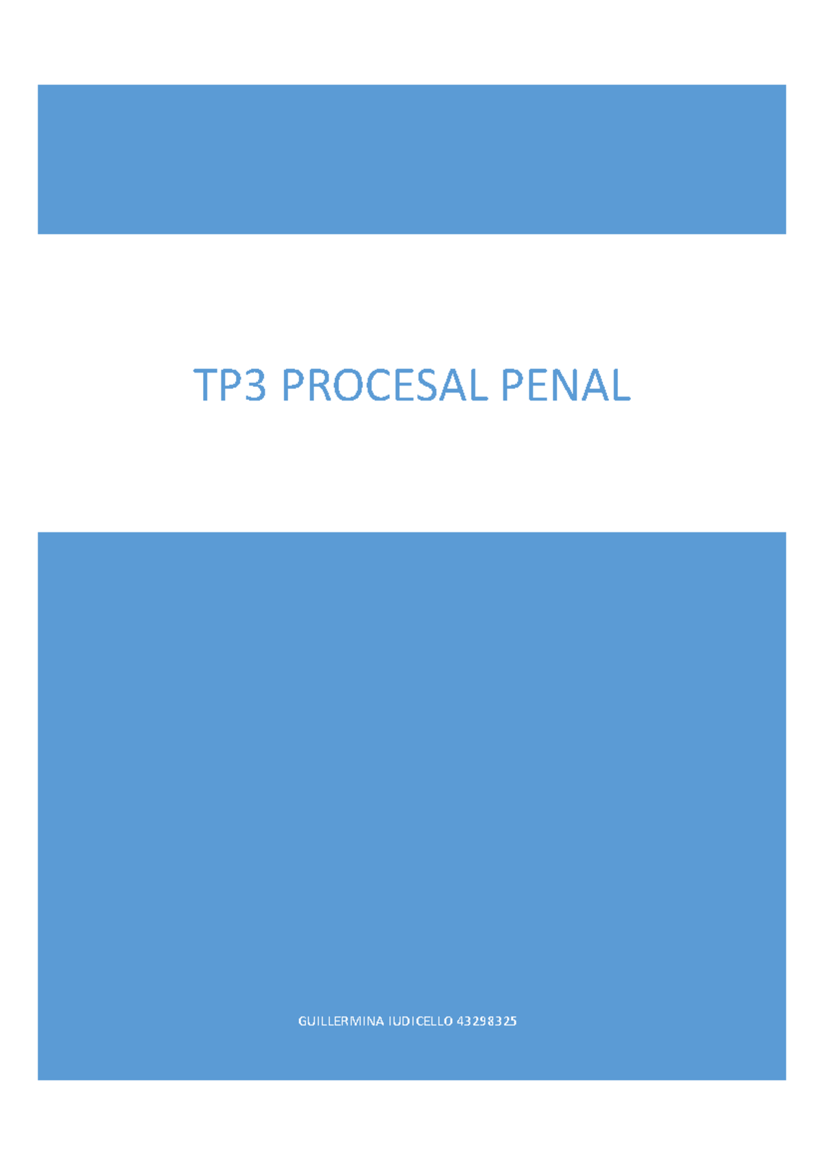 TP3 (23-10 entregar) - tp3 aprobado - GUILLERMINA IUDICELLO 43298325 TP3 PROCESAL PENAL Consigna ...