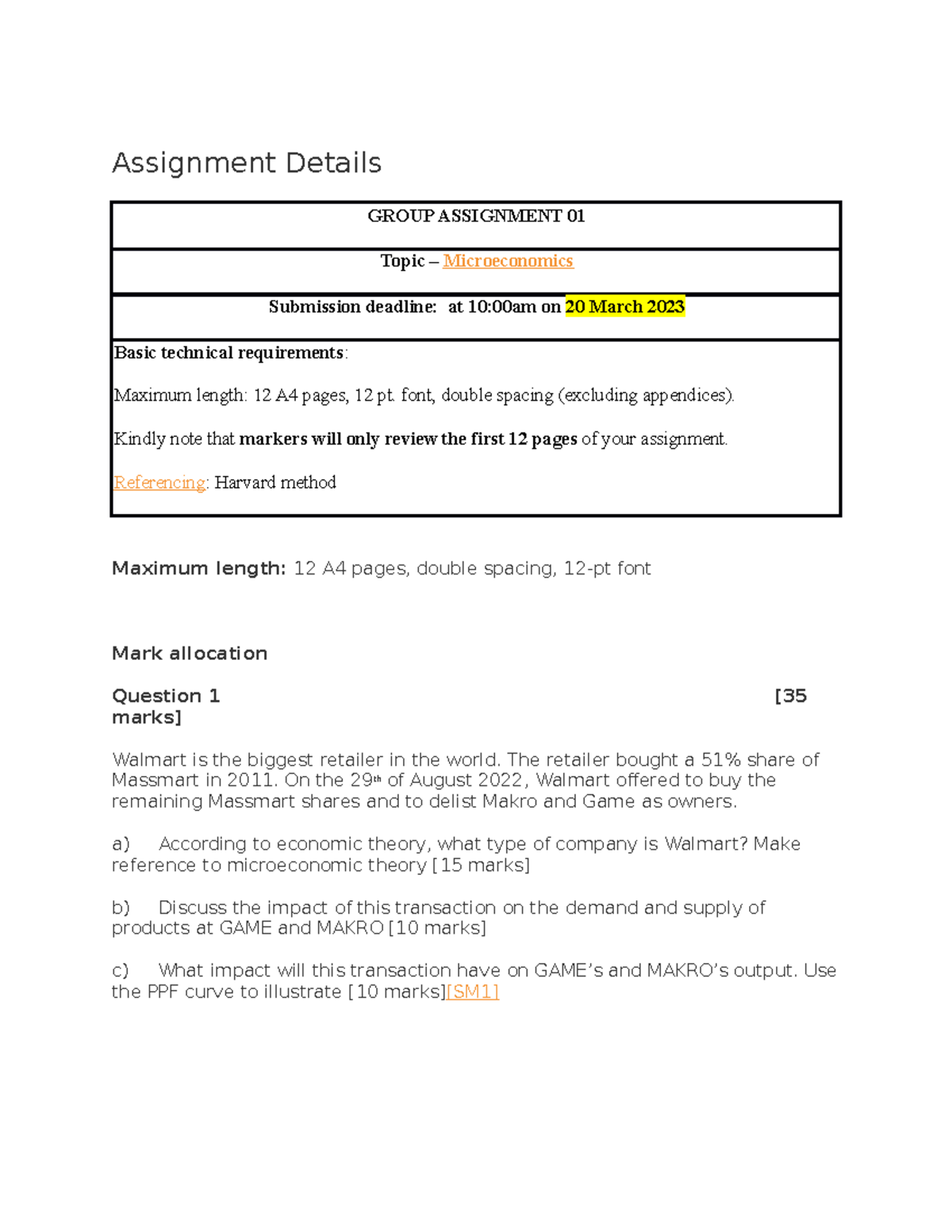 Assignment Details - Assignment Details GROUP ASSIGNMENT 01 Topic – Microeconomics Submission ...