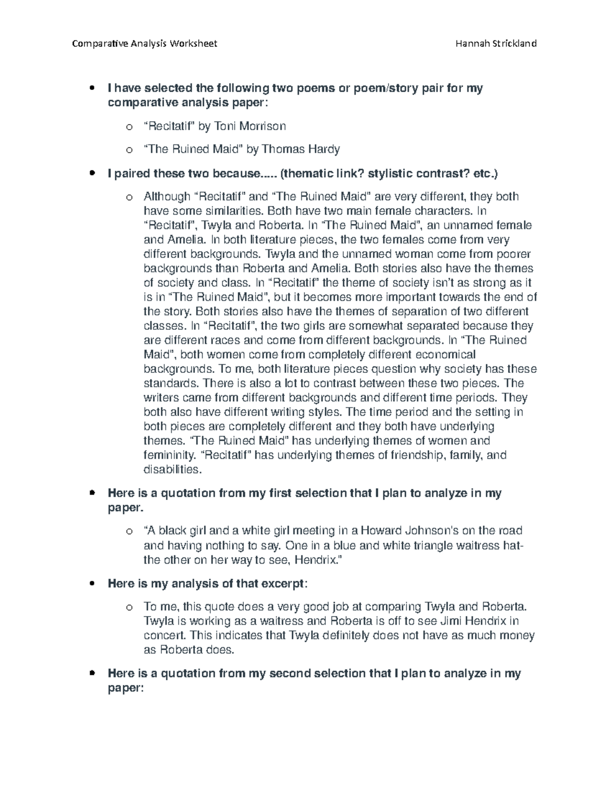 Compartive Analysis copy - Comparative Analysis Worksheet Hannah ...