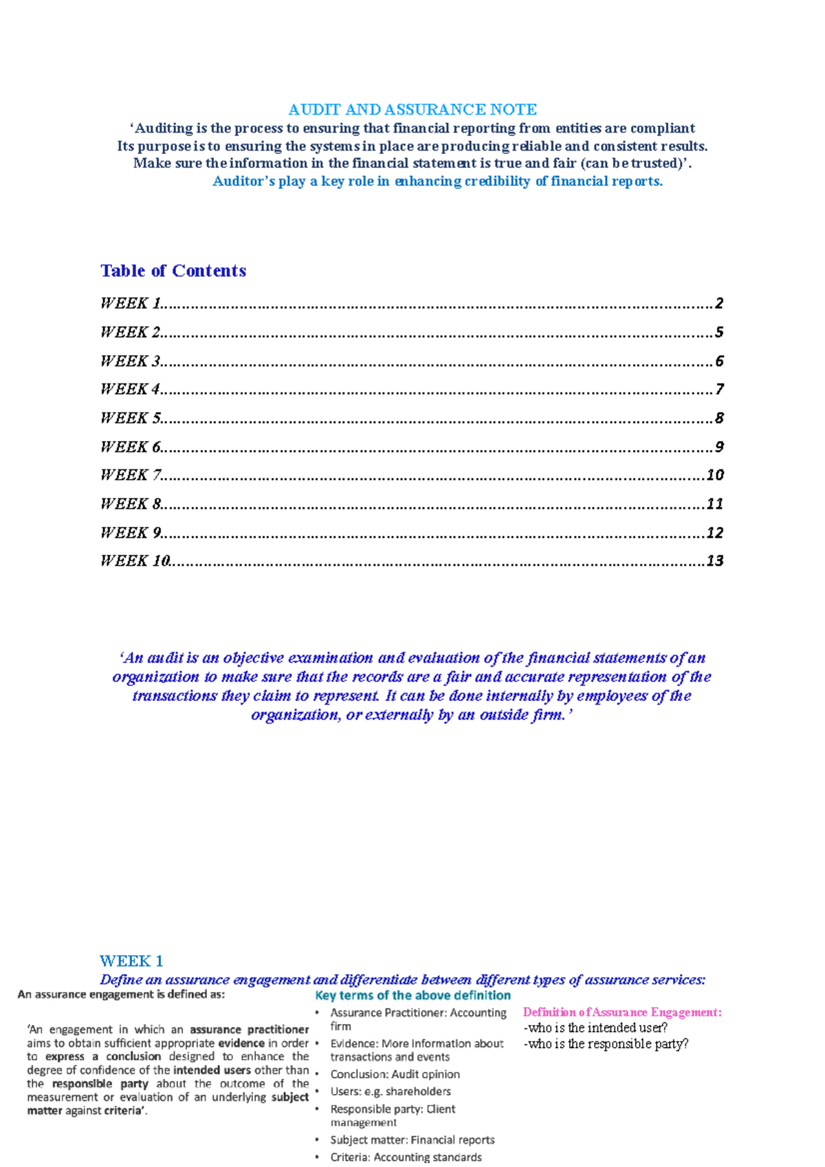 Self Made Audit and Assurance Notes !!! - AUDIT AND ASSURANCE NOTE ...