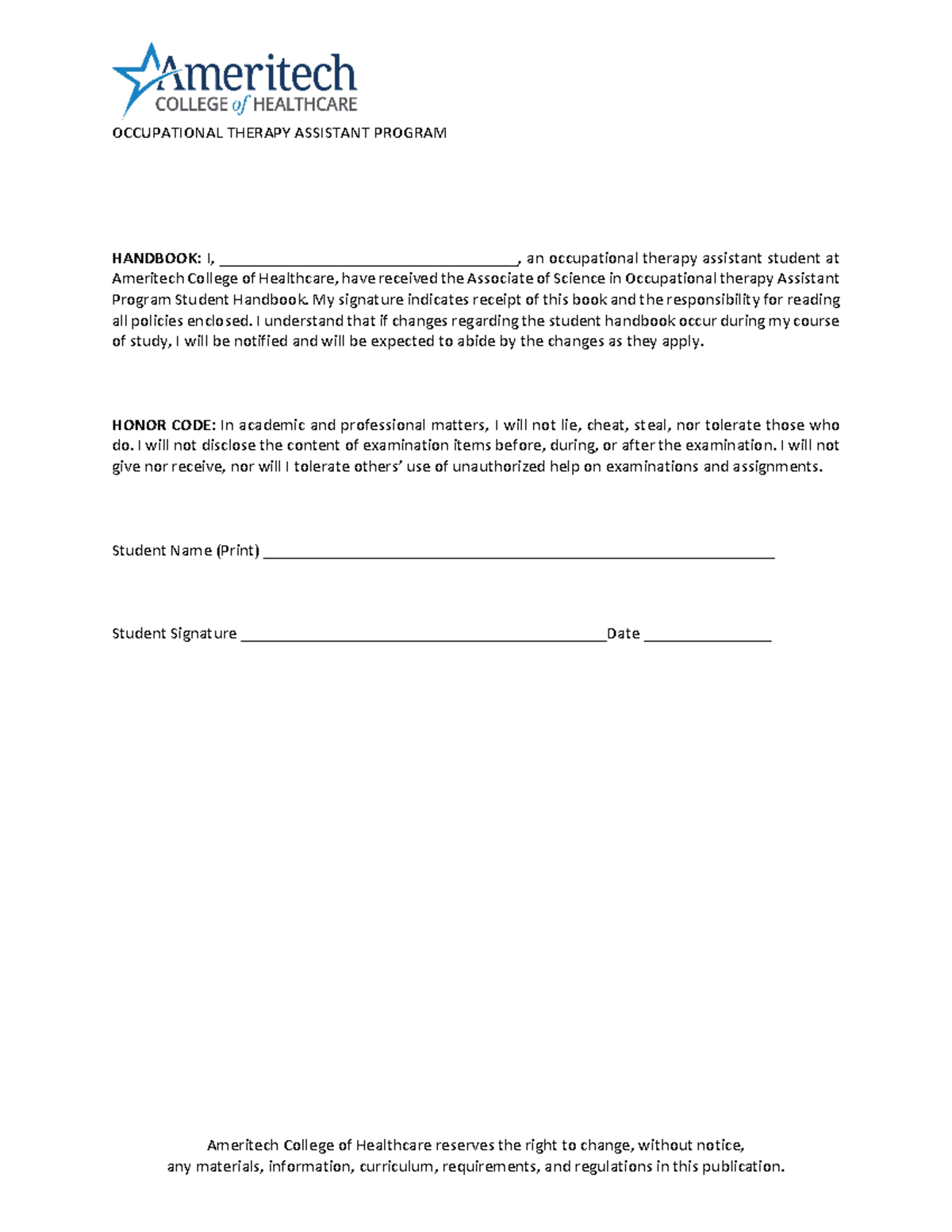 Program Handbook OTA January 2020 - OCCUPATIONAL THERAPY ASSISTANT ...