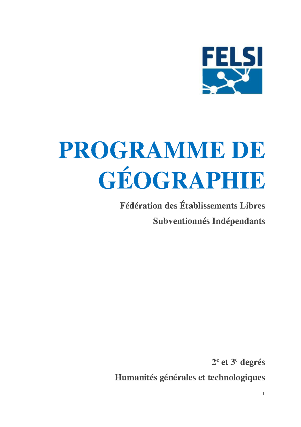 Felsi Géographie D2D3 HGT - PROGRAMME DE GÉOGRAPHIE Fédération des ...