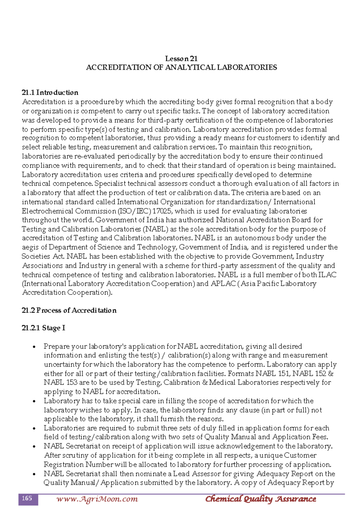 Lesson 21 - 165 AgriMoon Chemical Quality Assurance Lesson 21 ...