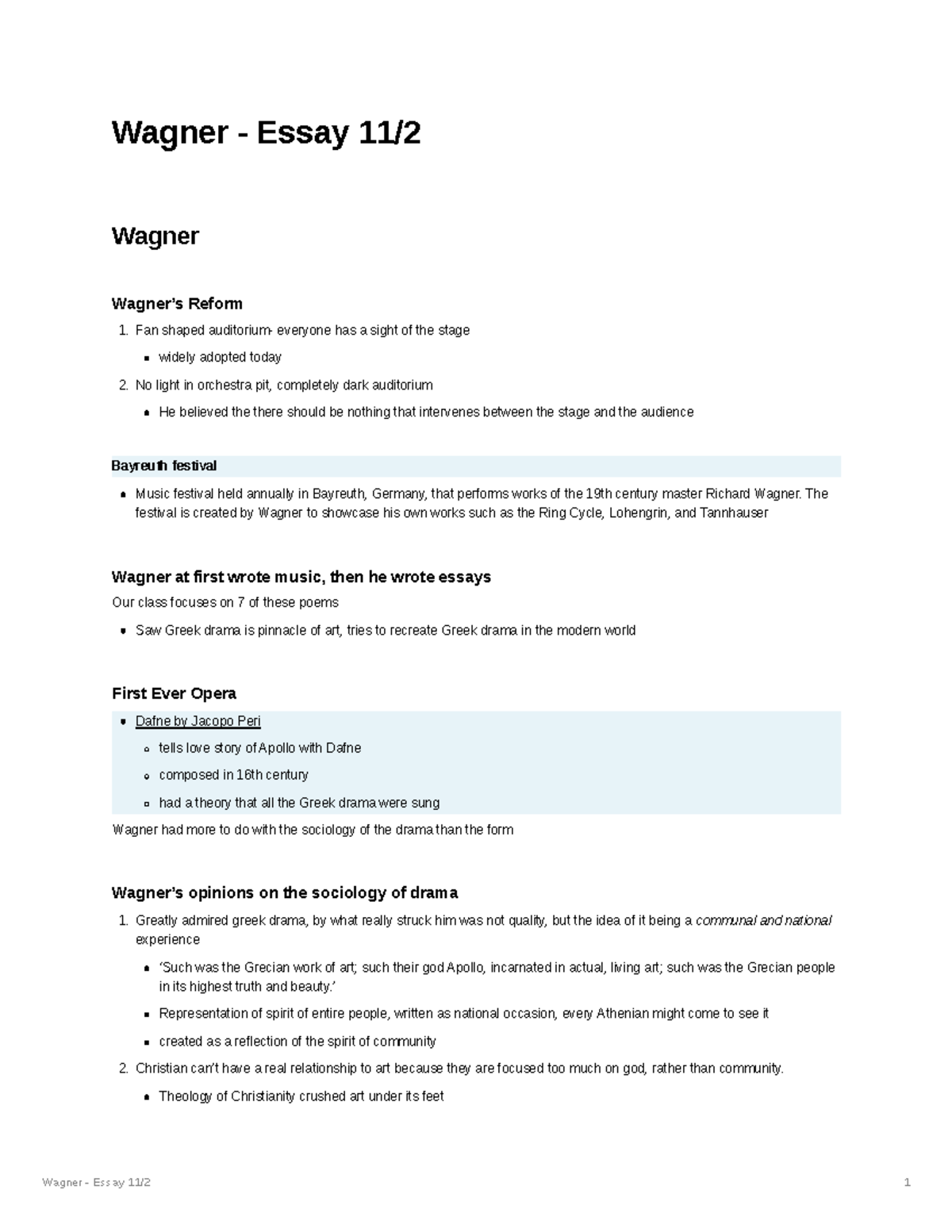 Wagner Essay - Wagner - Essay 11/2 1 Wagner - Essay 11/ Wagner Wagner’s ...