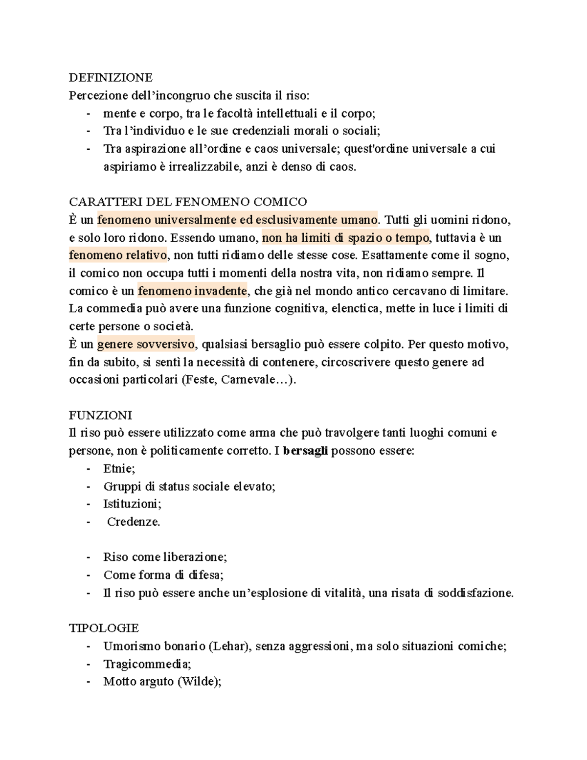 La commedia di Aristofane e Menandro - DEFINIZIONE Percezione dell’incongruo che suscita il riso ...