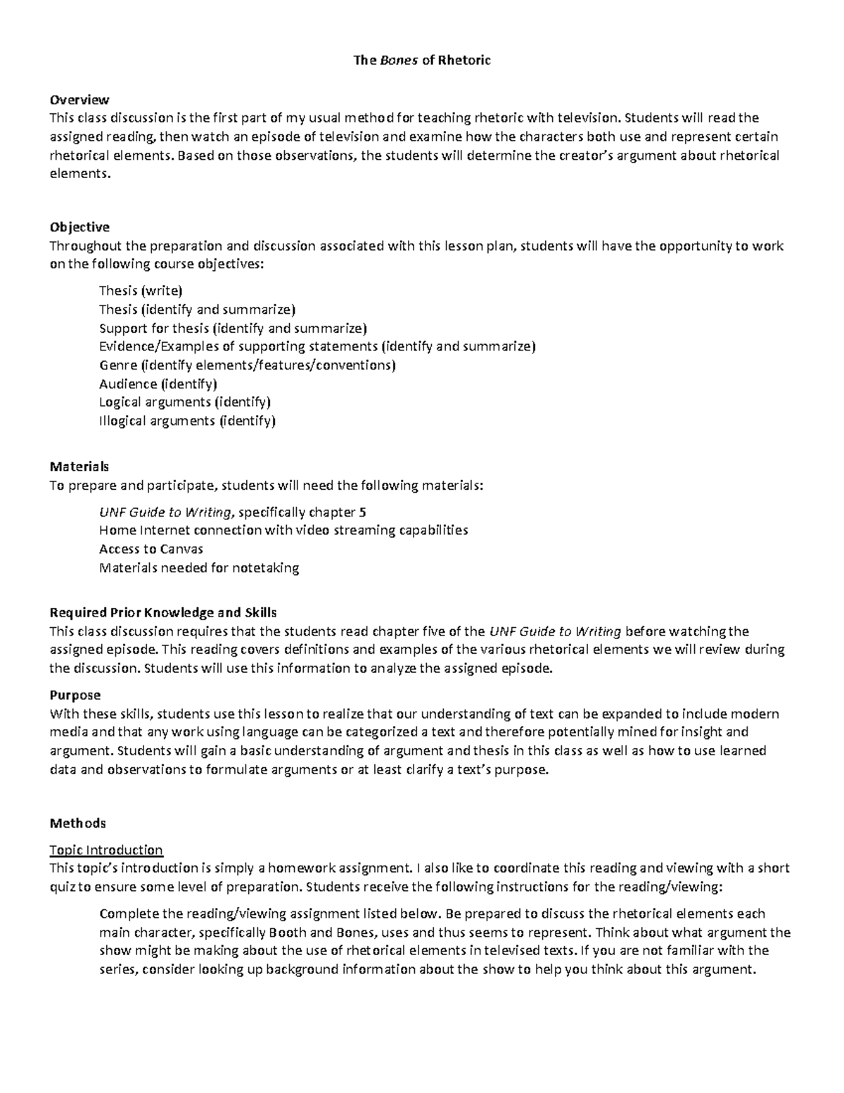 Bones of Rhetoric (RA Lesson Plan Day 1) - The Bones of Rhetoric ...