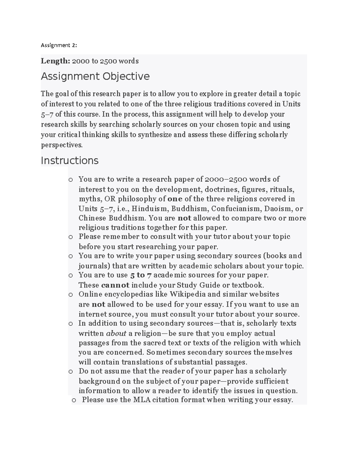 Rels Instruction 3 - Assignment 2: Length: 2000 to 2500 words ...