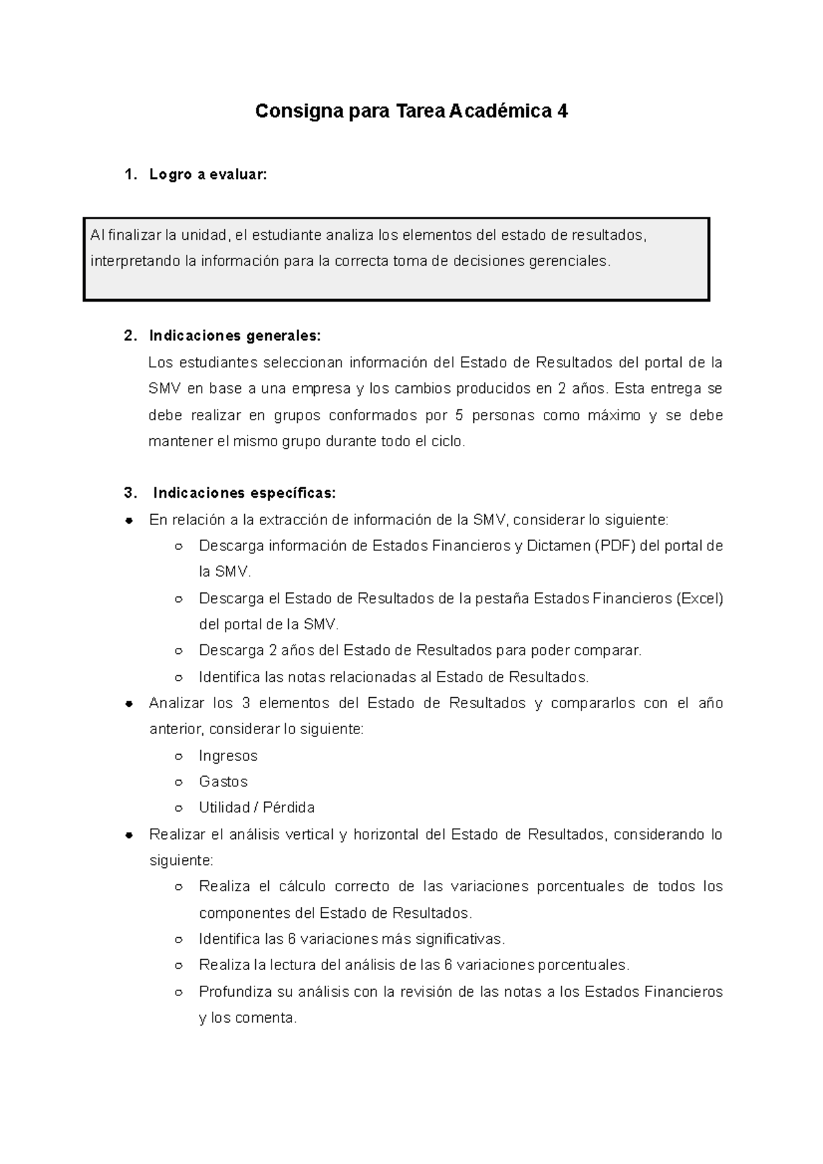 GC AD15 Consigna TA4 22C1M - Consigna para Tarea Académica 4 1. Logro a evaluar: Al finalizar la ...