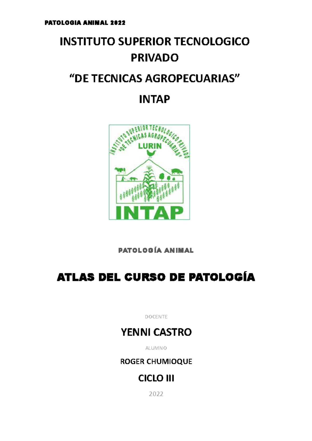 Trastornos DE Manejo - dsdsdsdsd - PATOLOGÍA ANIMAL ATLAS DEL CURSO DE ...