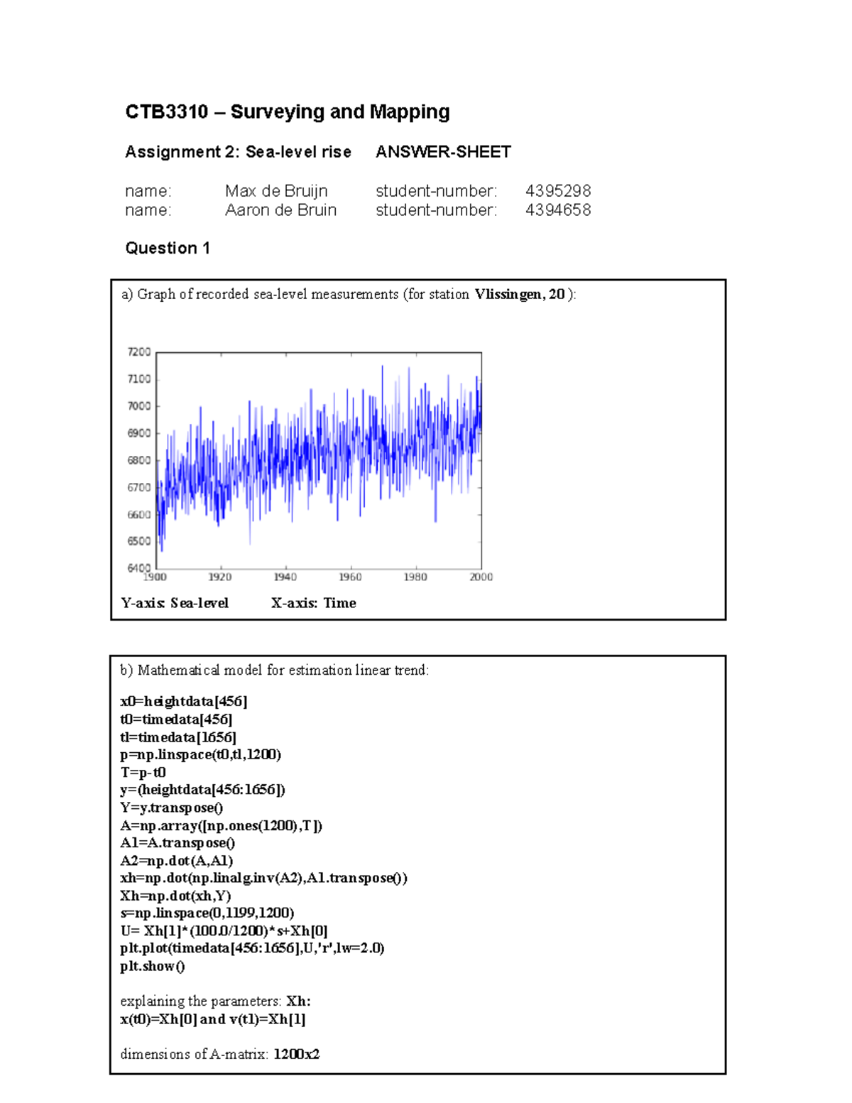 Surveying and Mapping Assignment 2: Sea-level rise ANSWER-SHEET - CTB3310 – Surveying and ...