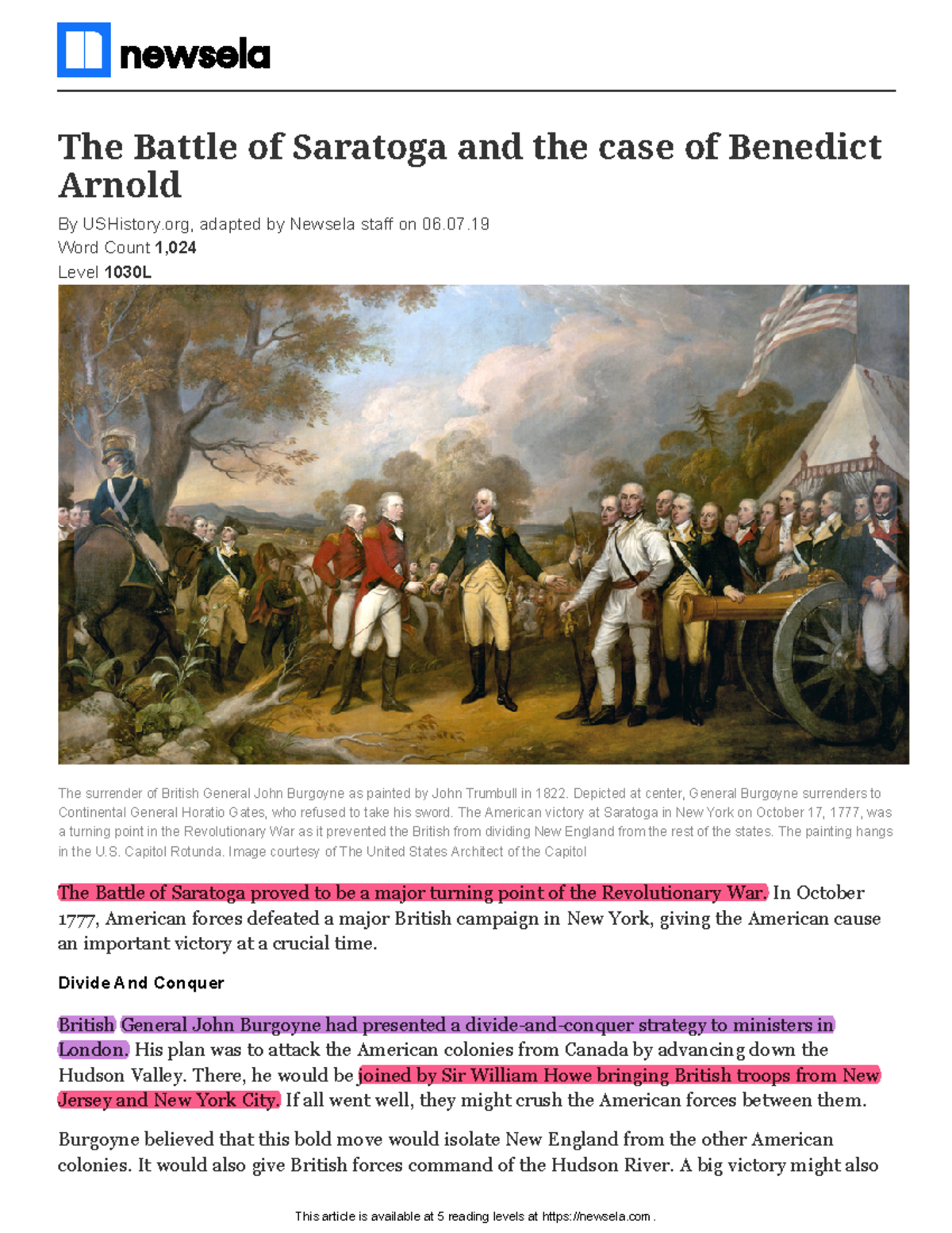 Battle of Saratoga & Bennedict Arnold - The Battle of Saratoga and the ...