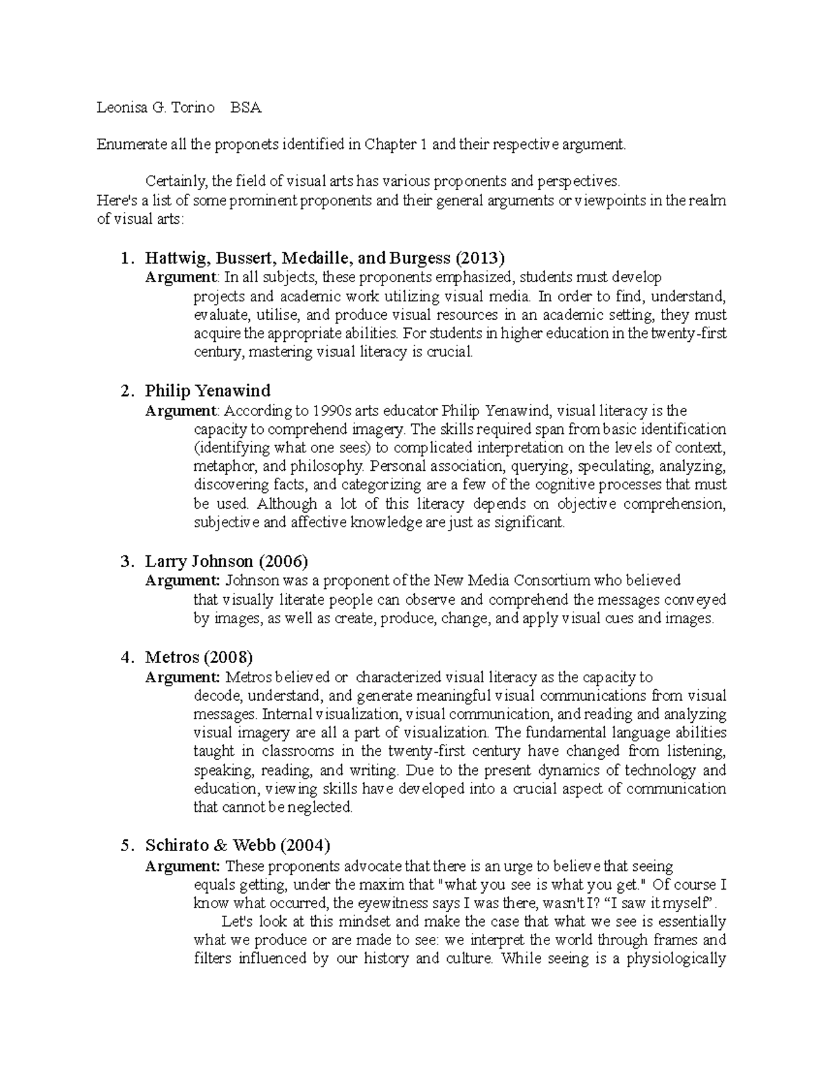 GE 20 Assignment 1 - Different proponents found in chapter 1 of GE 20 ...